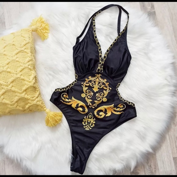 Swim | Sexy Baroque One Piece Monokini Black Gold | Poshmark
